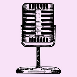 Retro vintage microphone hand drawn outline doodle