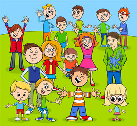 Children characters group cartoon Royalty Free Vector Image