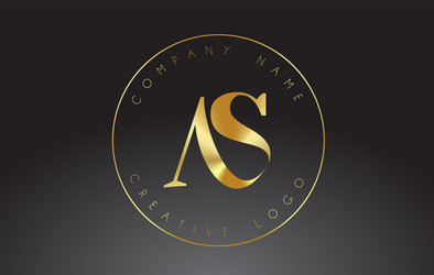 As a s letters logo design with golden circle Vector Image