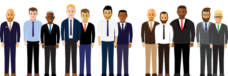 Business men in a line Royalty Free Vector Image