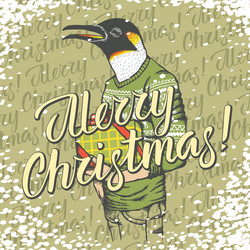 Christmas penguin head on human body Royalty Free Vector