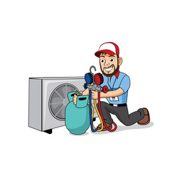Home service handyman cartoon character logo Vector Image