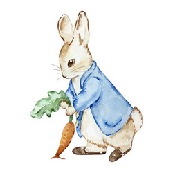 Watercolor peter rabbit first birthday Royalty Free Vector