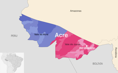 Simple outline map of acre is a state brazil Vector Image