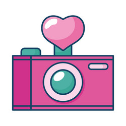 Valentines day camera with heart isolated icon Vector Image