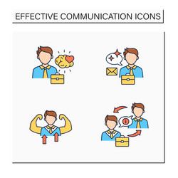 Effective communication rgb color icons set Vector Image