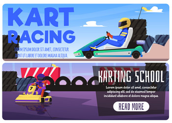 Posters or flyers for karting club and kart races Vector Image