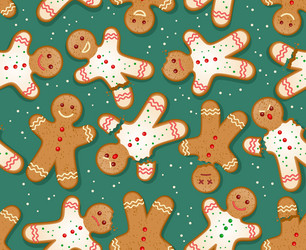 Gingerbread seamless pattern holiday gingerbreads Vector Image