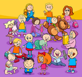 Children characters group cartoon Royalty Free Vector Image
