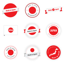 Made in japan labels set japanese product emblem Vector Image