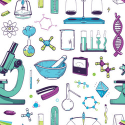 Science pattern symbols of chemical lab Royalty Free Vector