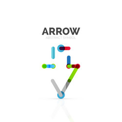 Linear arrow abstract logo connected multicolored Vector Image