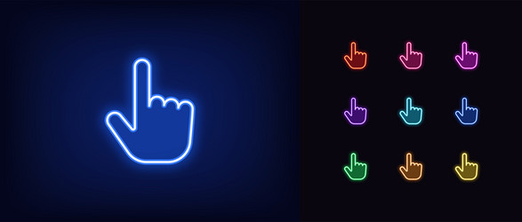 Outline neon mouse cursor icon glowing neon Vector Image