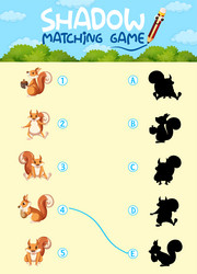 A squirrel matching game worksheet for children Vector Image