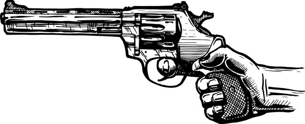 Gun in hand shooter cartoon Royalty Free Vector Image