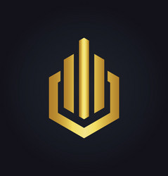 Bs logo monogram with gold colors and shield Vector Image
