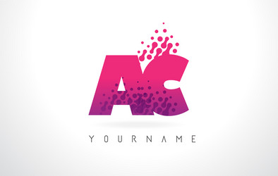 Ac letter logo design icon with purple neon blue Vector Image