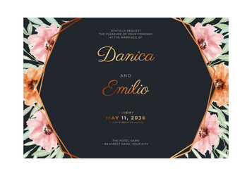 Watercolor horizontal wedding invitation Vector Image