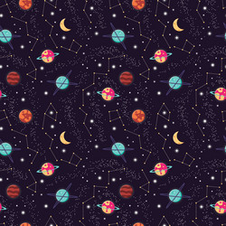 Universe with planets and stars seamless pattern Vector Image