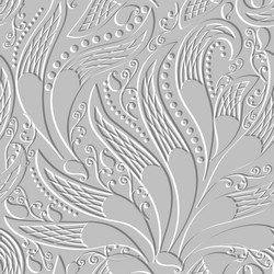 Emboss hand drawn line art floral 3d seamless Vector Image