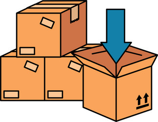 Pile packing boxes carton Royalty Free Vector Image
