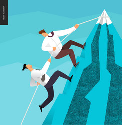 Business team lift up growth chart Royalty Free Vector Image