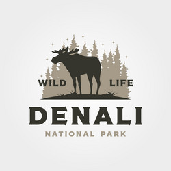 Denali national park logo print symbol design Vector Image