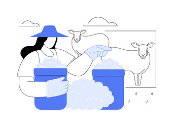 Sheep wool production isolated cartoon Royalty Free Vector