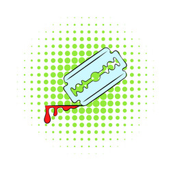 Razor blade with blood icon flat style Royalty Free Vector