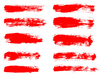 Red paint ink brush stroke line Royalty Free Vector Image