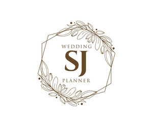 Sj initials letter wedding monogram logos Vector Image