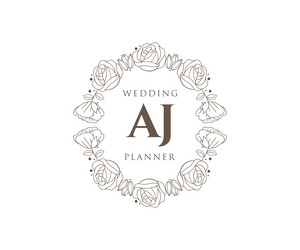 Aj initials letter wedding monogram logos Vector Image