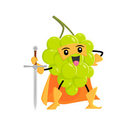 Cartoon grapes superhero and defender character Vector Image
