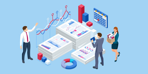 Kpi flat isometric concept Royalty Free Vector Image