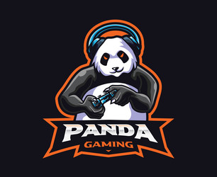 Panda shield logo design Royalty Free Vector Image