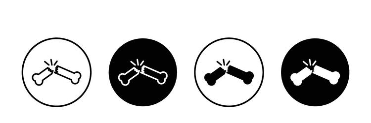 Bone broken icon set fracture indicator symbol Vector Image