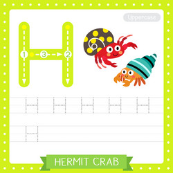 Letter h uppercase tracing practice worksheet Vector Image