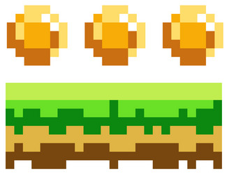 Pixel minecraft style land background concept Vector Image