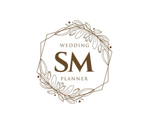 Sm initials letter wedding monogram logos Vector Image