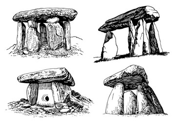 Graphical set dolmens on white background Vector Image