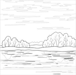 Landscape forest river outline Royalty Free Vector Image