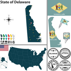 Map of delaware with regions Royalty Free Vector Image