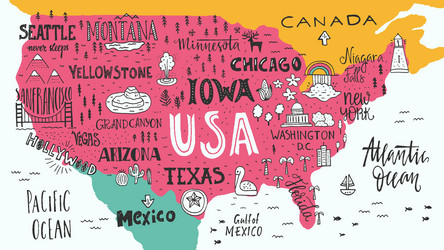 Handmade composition of map usa territories Vector Image