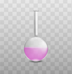 Round glass laboratory beaker with yellow liquid Vector Image