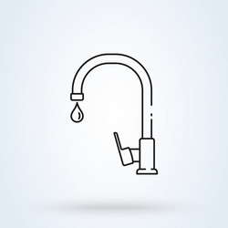 Water drop line icon dripping tap with linear Vector Image