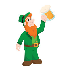 Isolated happy elvish elf with a beer mug saint Vector Image