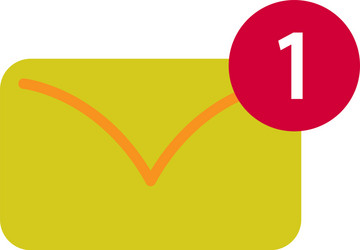 Mail icon one new message symbol on white Vector Image