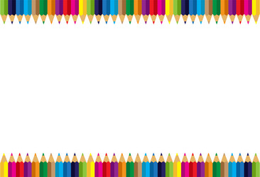Colorful crayons frame border on white background Vector Image