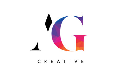 Ag letter design with creative cut and colorful Vector Image
