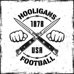 Football or soccer hooligans and bandits emblems Vector Image